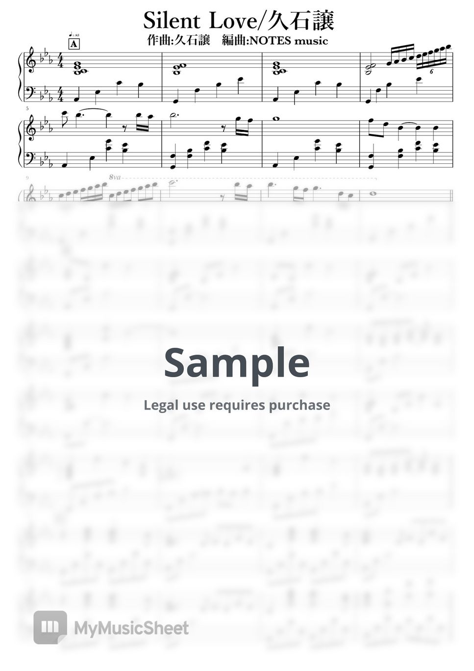 久石譲 - Silent Love Partitura by Eri Nagayama
