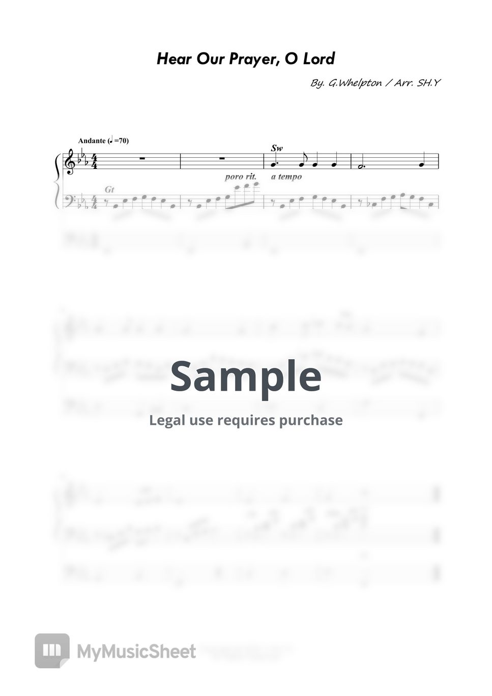 G. Whelpton - Hear Our Prayer, O Lord(우리 기도를)Organ Prayer Song 악보 by SH.Y