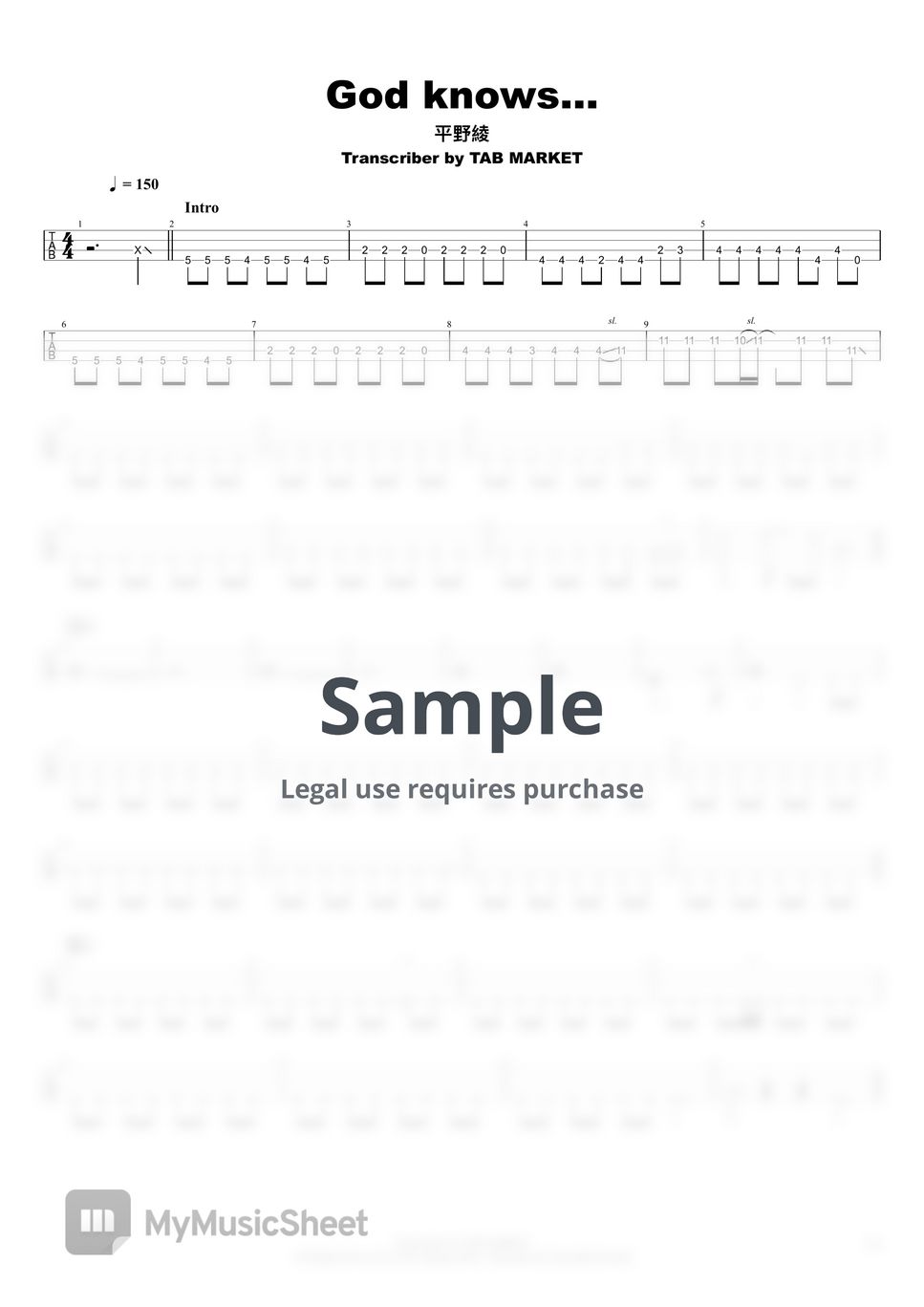 平野綾 - God knows… Sheets by Tab Market