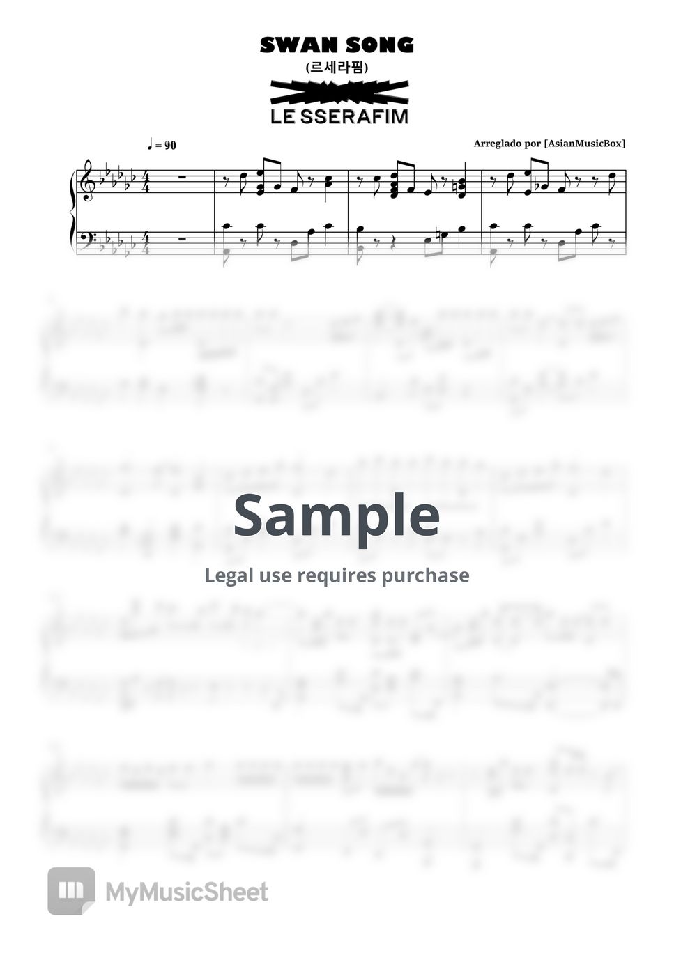 LE SSERAFIM - Swan Song (Sheet, MIDI, Drums & WAV) Sheets by AsianMusicBox
