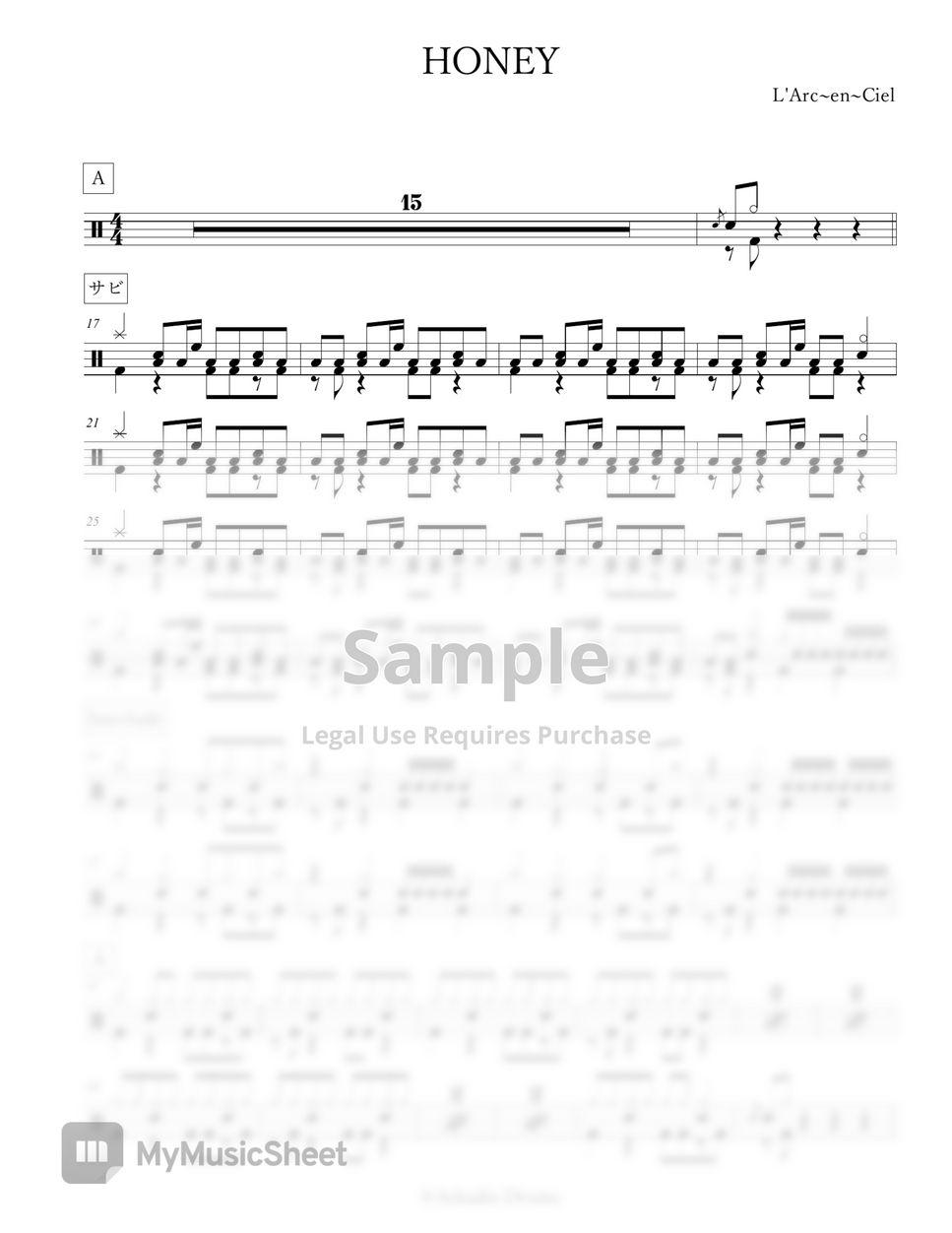 L'Arc~en~Ciel - HONEY Sheets by Arkadia Drums
