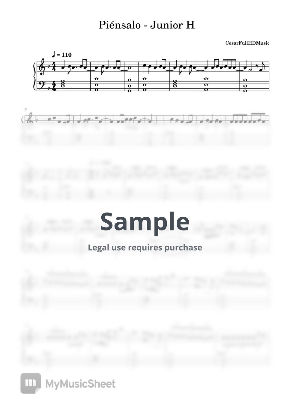 Junior H - Piénsalo Sheet Music