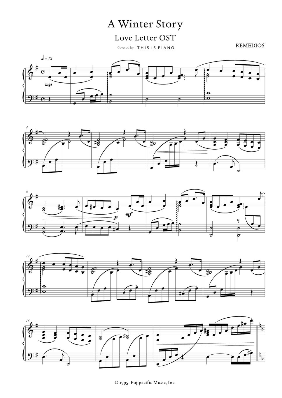 Love Letter - A Winter Story Notenblatt by THIS IS PIANO