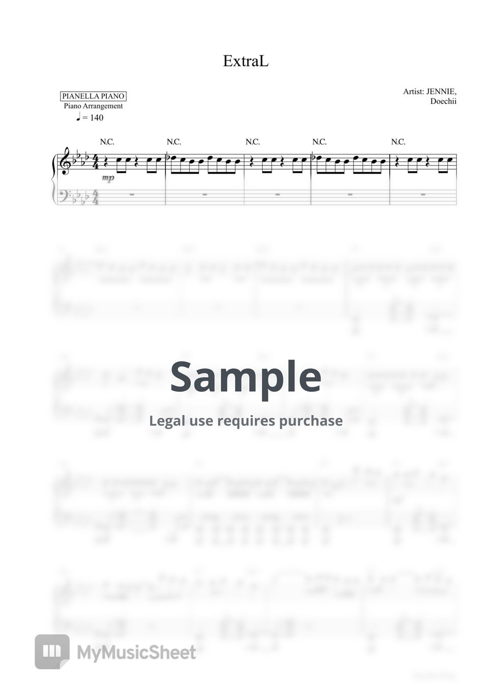 JENNIE, Doechii - ExtraL (Piano Sheet) Sheet Music by Pianella Piano