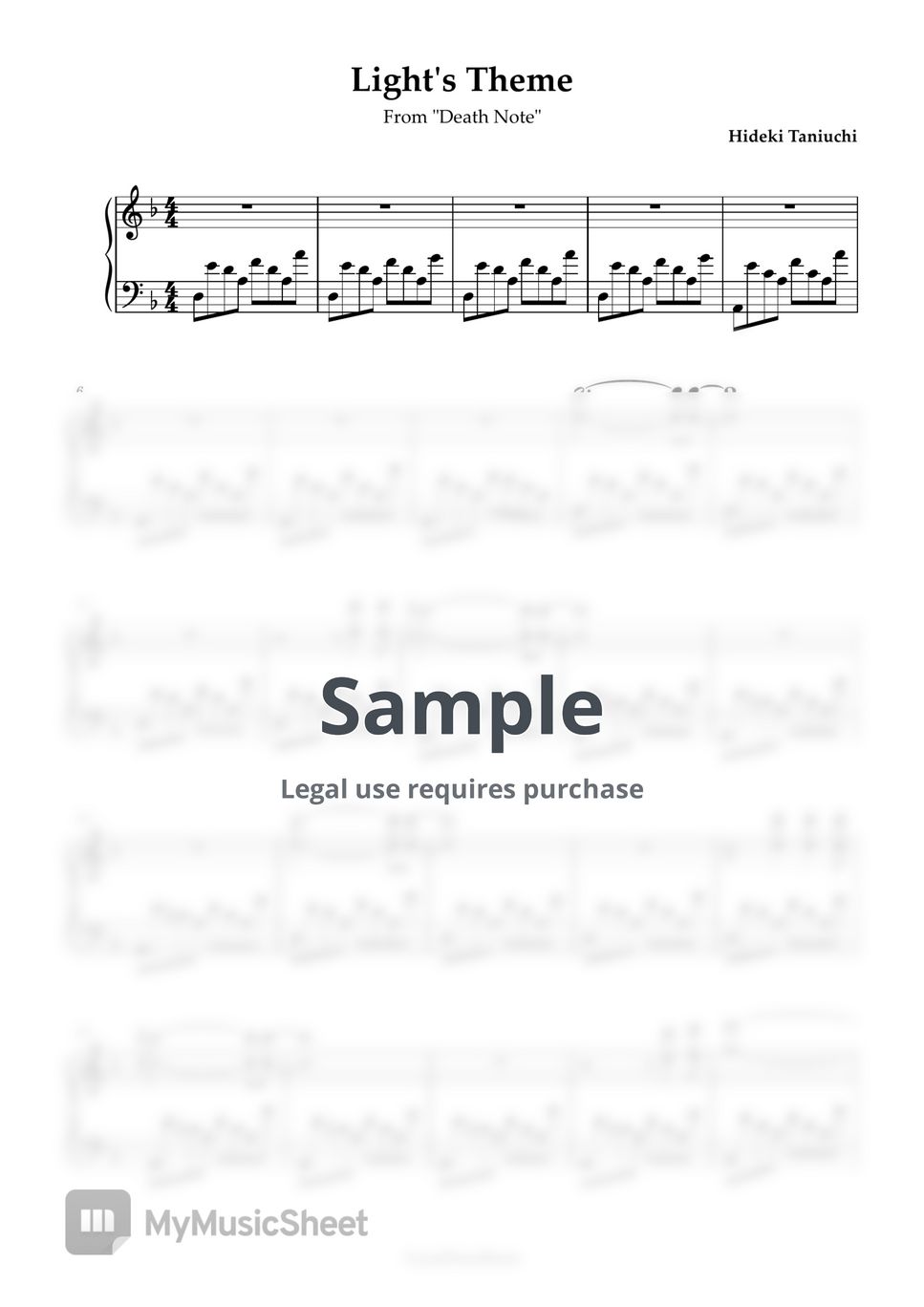 Hideki Taniuchi - Light's Theme (From „Death Note“) 악보 by LucasPianoRoom