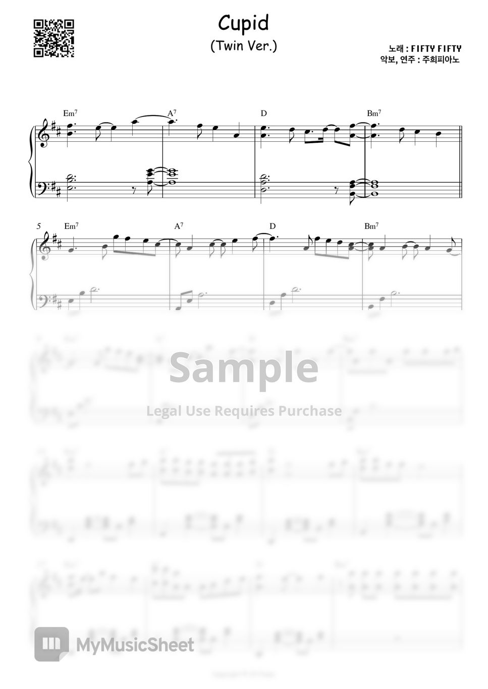 FIFTY FIFTY - Cupid (Twin Ver.) Sheet Music by JH Piano