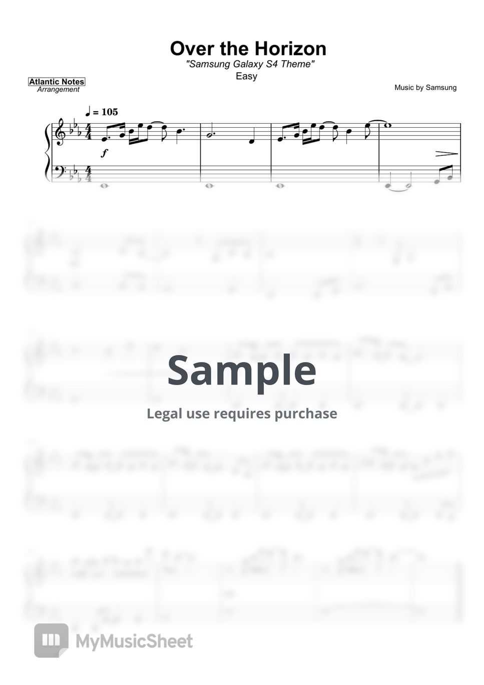 Samsung Galaxy S4 Theme - Over the Horizon (2013) Sheet Music by ...