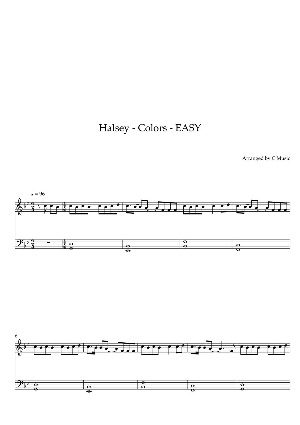 Halsey - Colors (Easy Version) Sheet by C Music