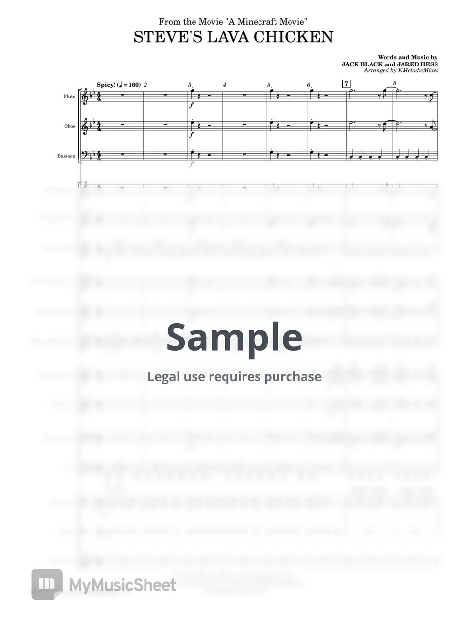 Jack Black and Jared Hess - Steve's Lava Chicken (Band) - Score Sheet ...