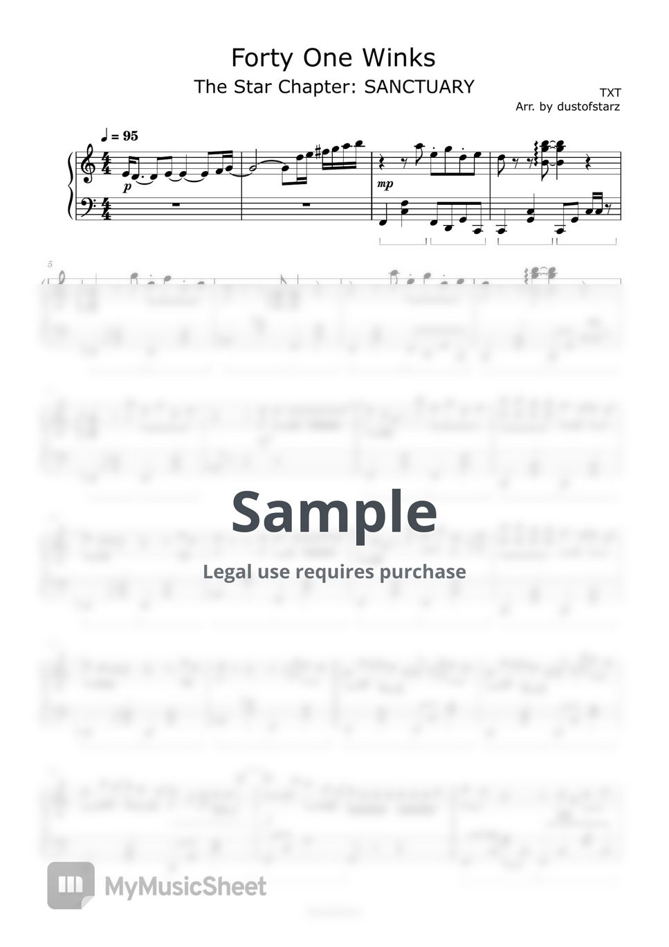 TXT - Forty One Winks 악보 by dustofstarz