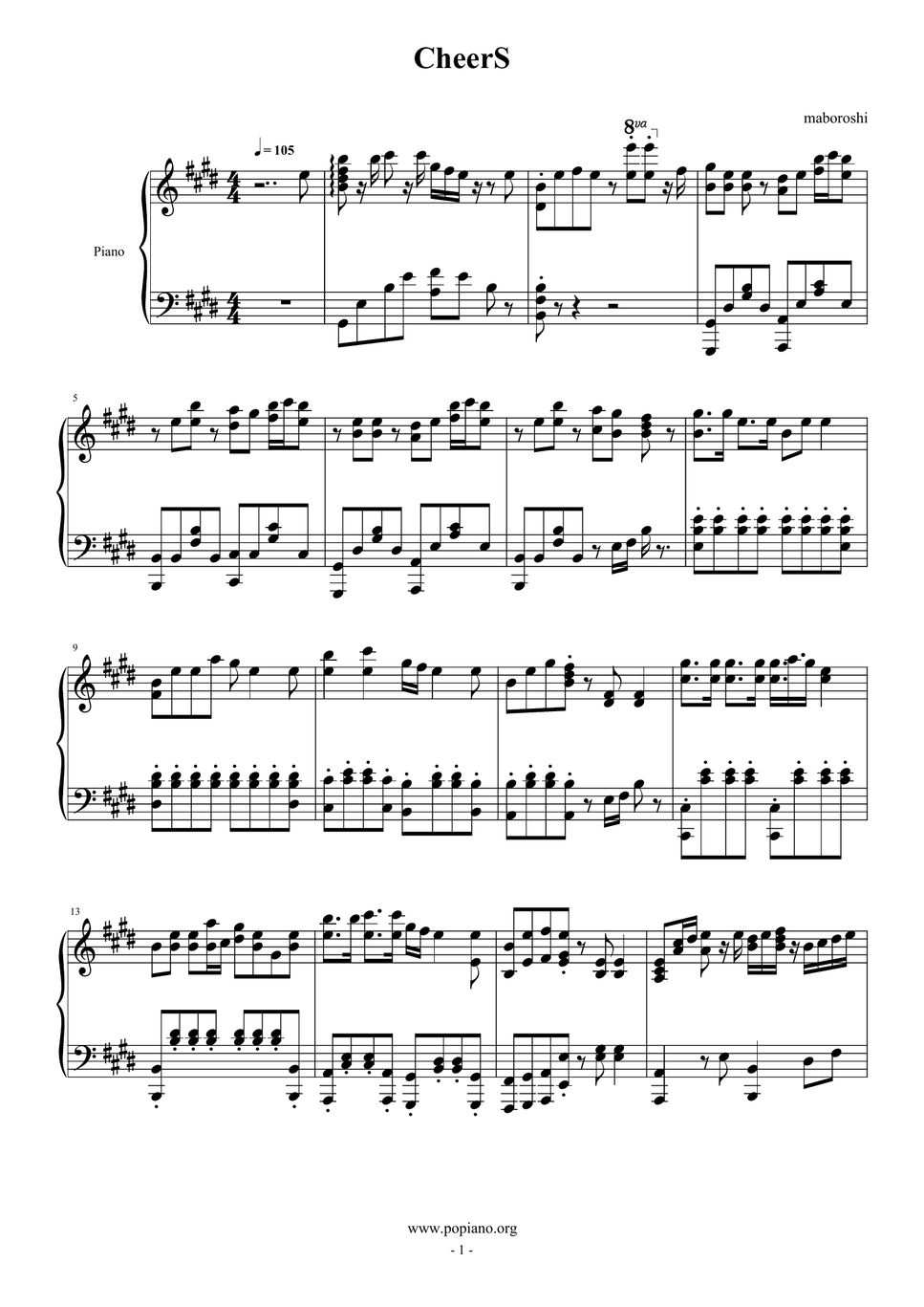 ClariS - 《CheerS》 工作細胞 Hataraku Saibou ED - ClariS /piano sheet (full ...