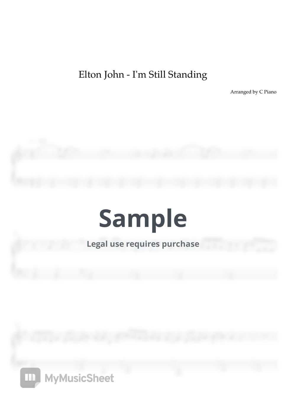 Elton John - I'm Still Standing Piano (Easy Version) Sheets by C Piano