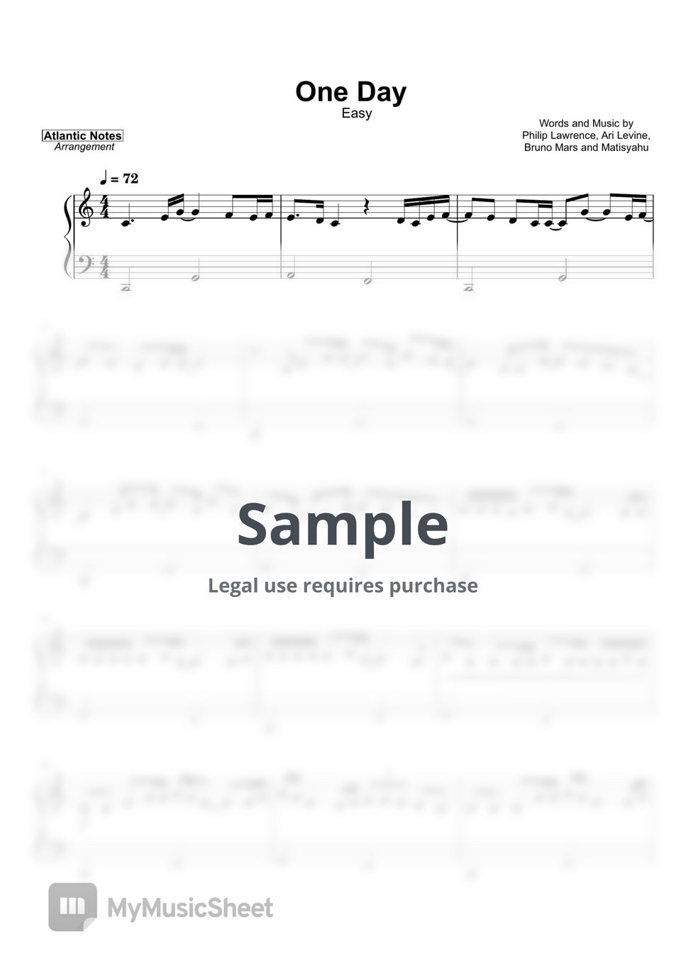 Matisyahu - One Day 악보 by Atlantic Notes