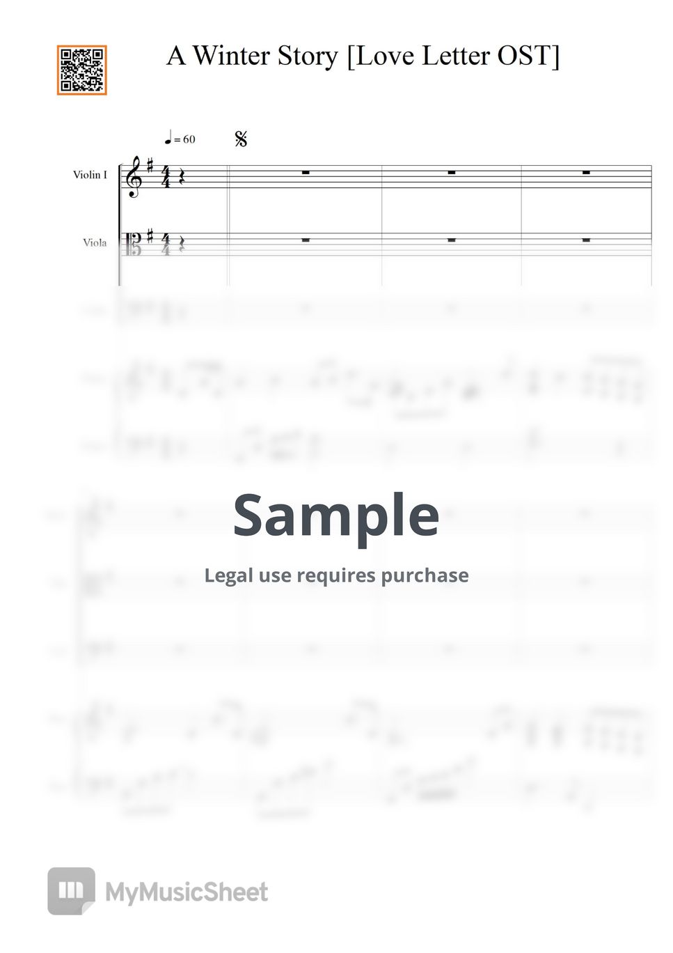 Remedios - A Winter Story (피아노4중주 / 파트보 / 러브레터 (Love Letter) OST) Sheets by Akbo1004