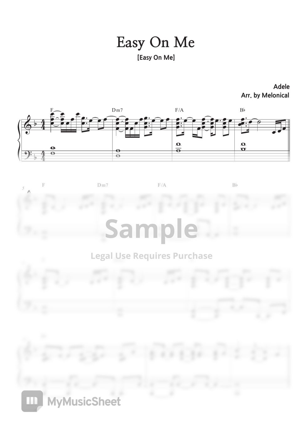 Adele - Easy On Me Sheet Music by Melonical