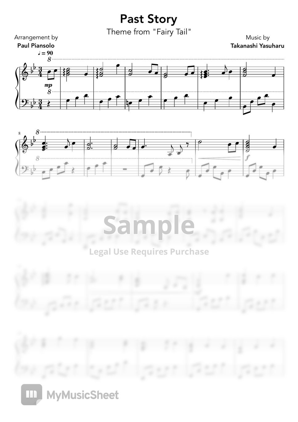 Fairy Tail - Past Story OST (Pdf + Midi File) Sheet Music by Paul Piansolo