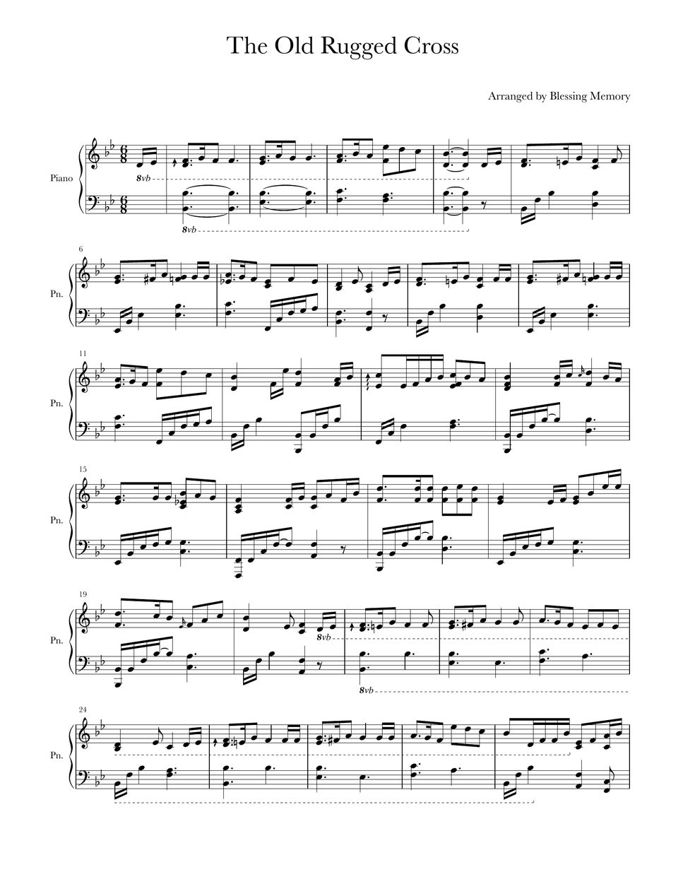 George Bennard - The Old Rugged Cross (Piano Cover) 악보 by Blessing Memory
