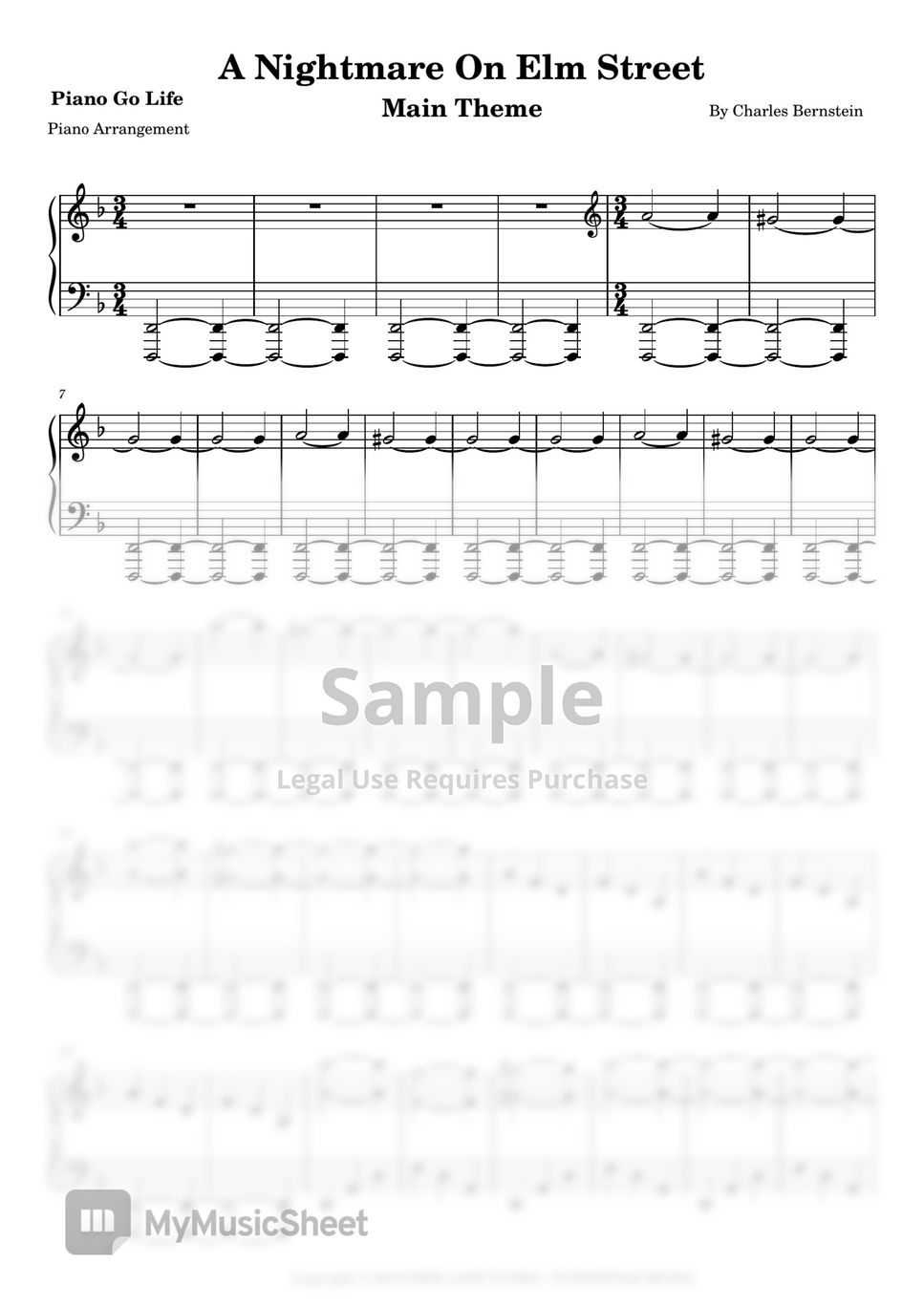 Charles Bernstein - A Nightmare On Elm Street Main Theme Sheet Music by ...