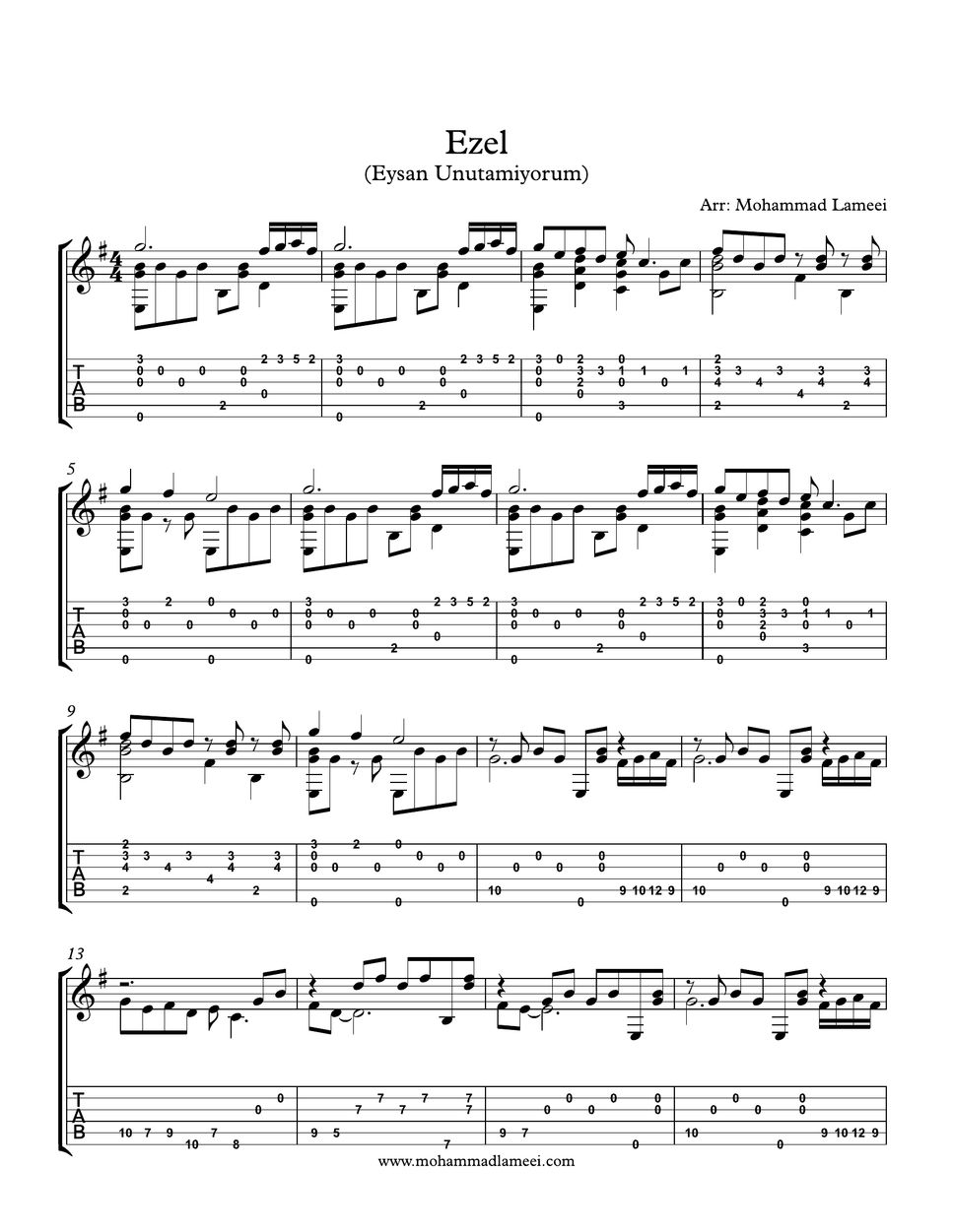 Toygar Isikly - EZEL Tab + 1staff by Mohammad Lameei