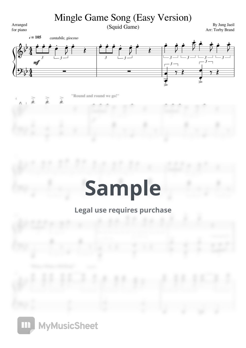 Jung Jaeil - Mingle Game Song - Easy Version (Squid Game 2) Sheet Music by Torby Brand