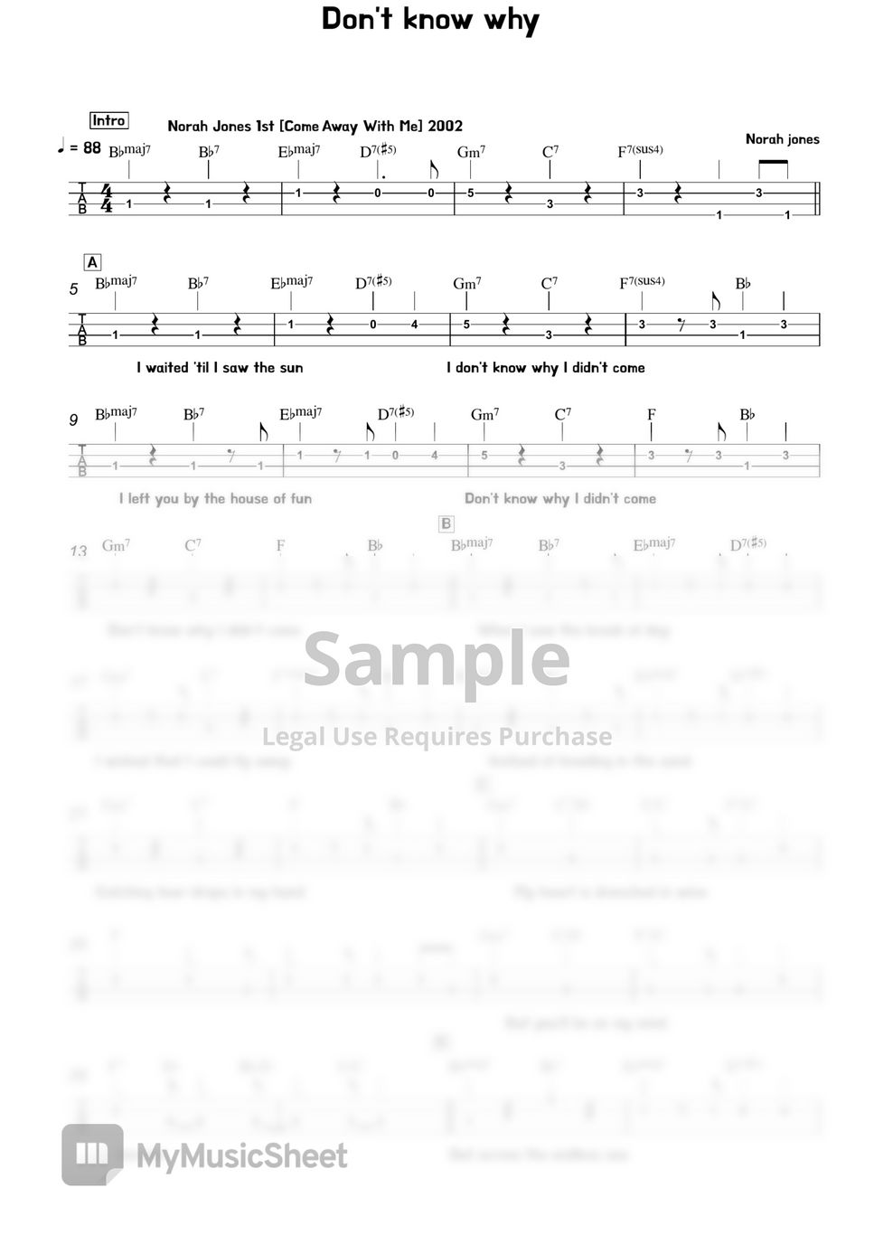 Norah Jones - Don t know why Sheets by 김미(Kimme)