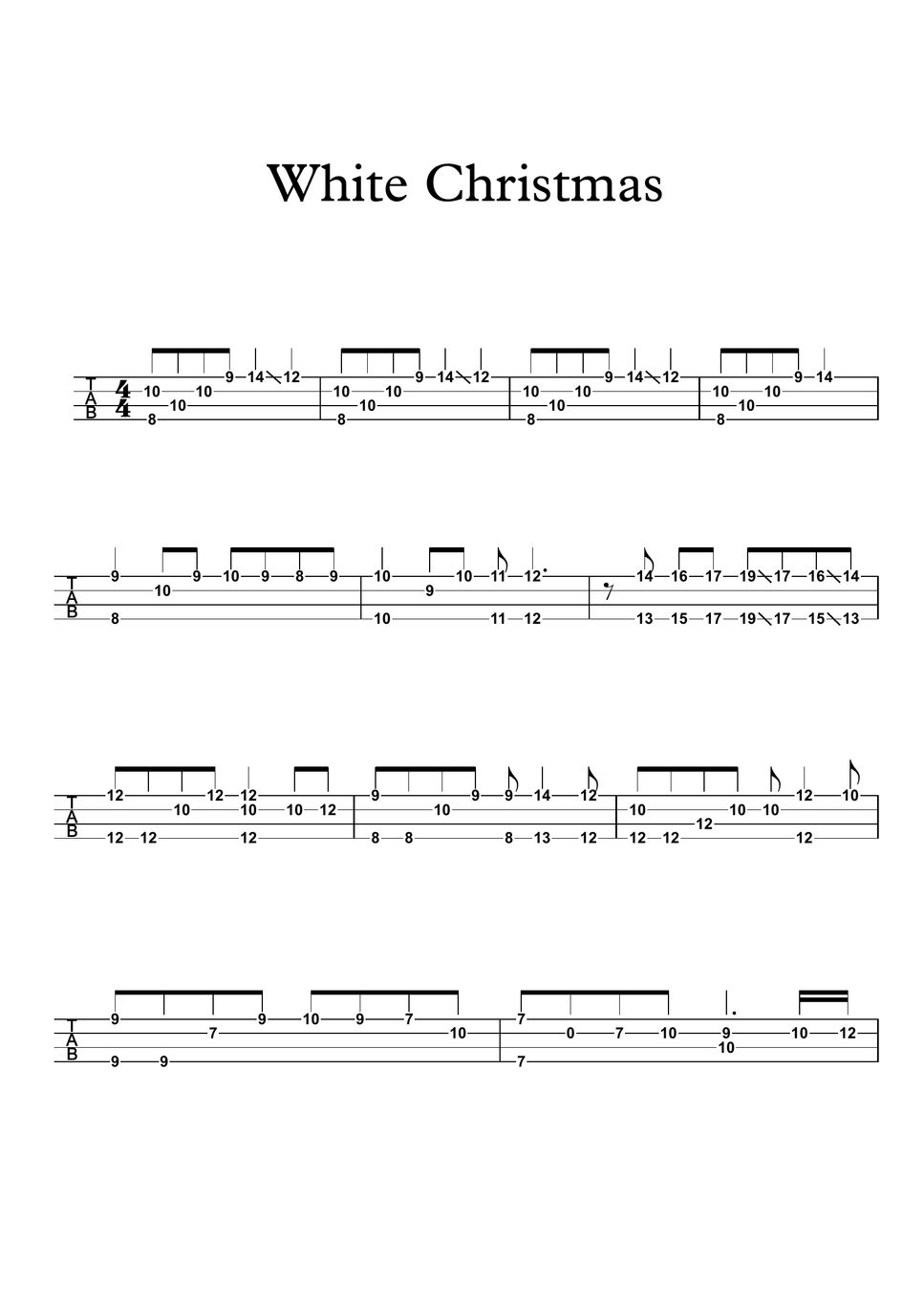 Irving Berlin - White Christmas Solo Bass Sheet by BassTabsWorld