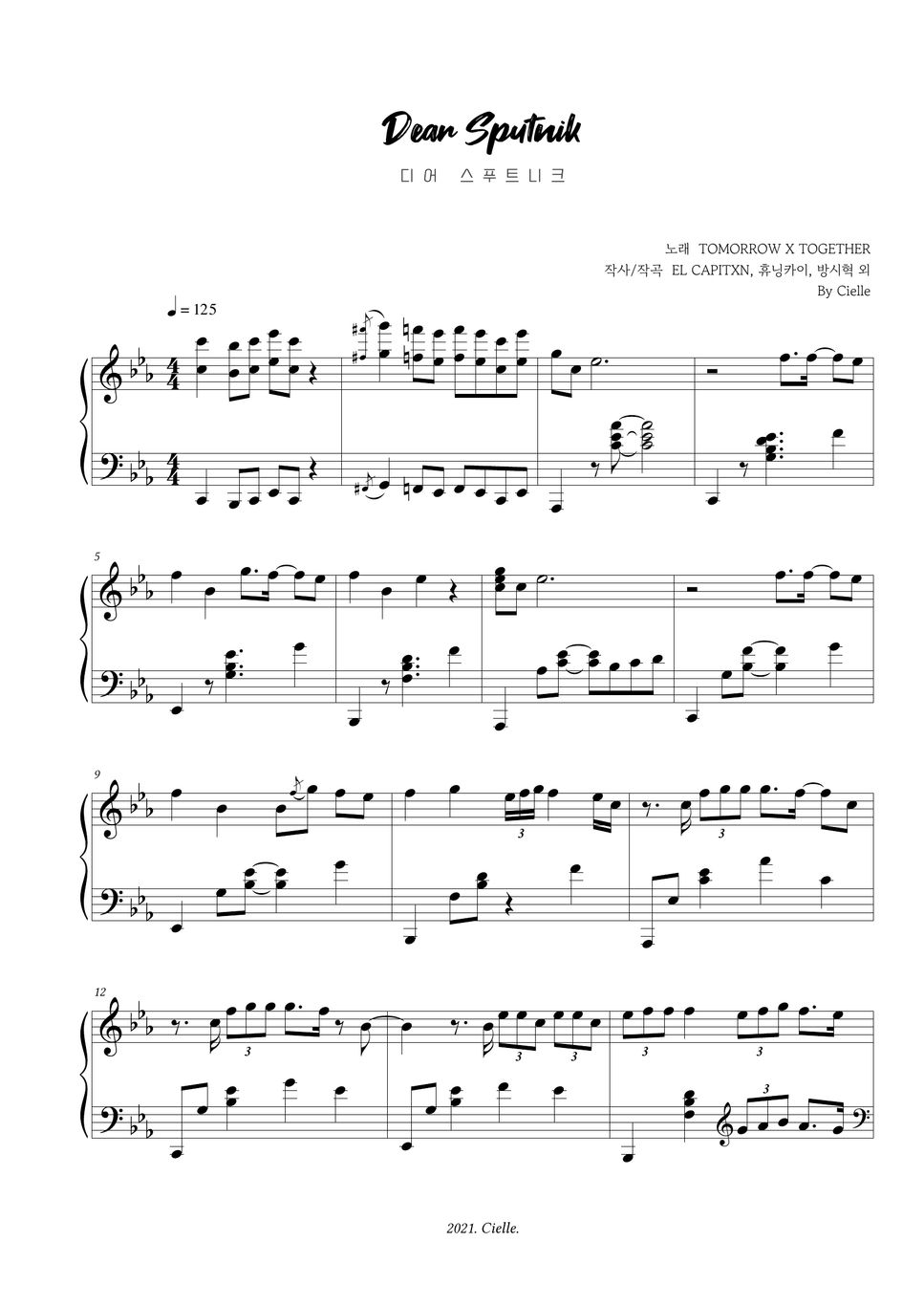 TOMORROW X TOGETHER - Dear Sputnik (디어 스푸트니크) Sheet by Cielle