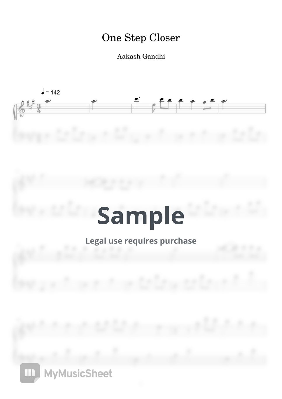 Aakash Gandhi - One Step Closer (sheet music, midi) Sheet Music by sayu