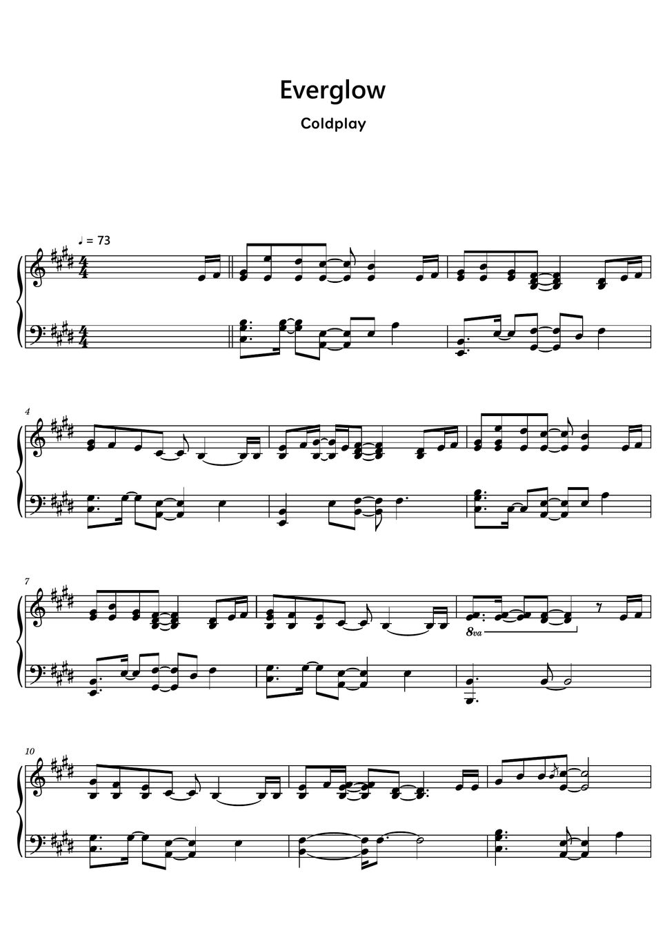 Coldplay - Everglow (Sheet Music, MIDI,) Sheets by sayu