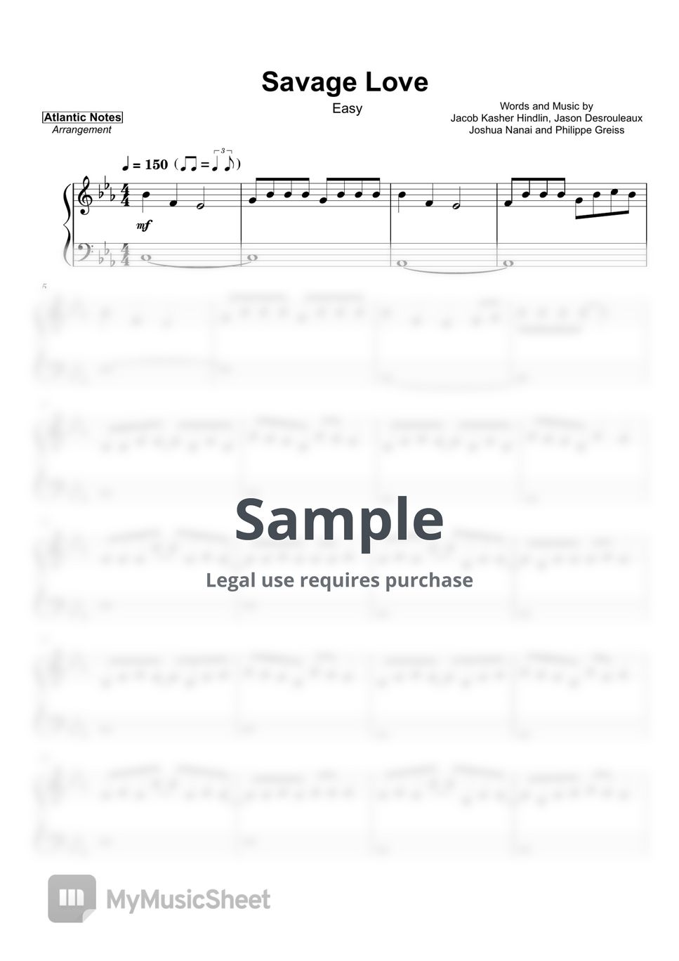 Jason Derulo - Savage Love 악보 by Atlantic Notes