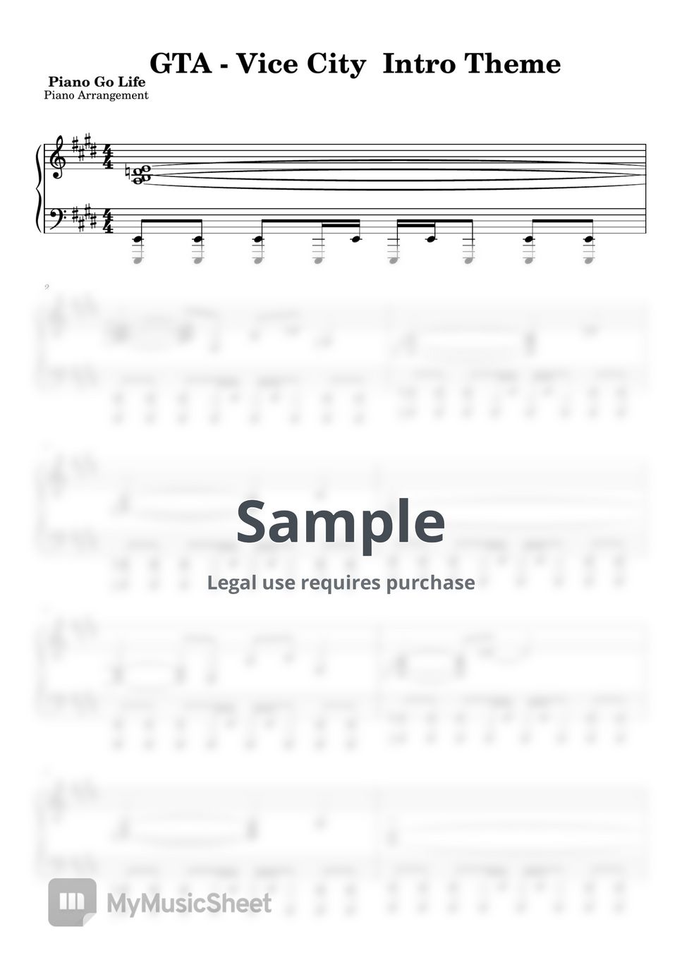 Gta Vice City Main Theme Sheets By Piano Go Life