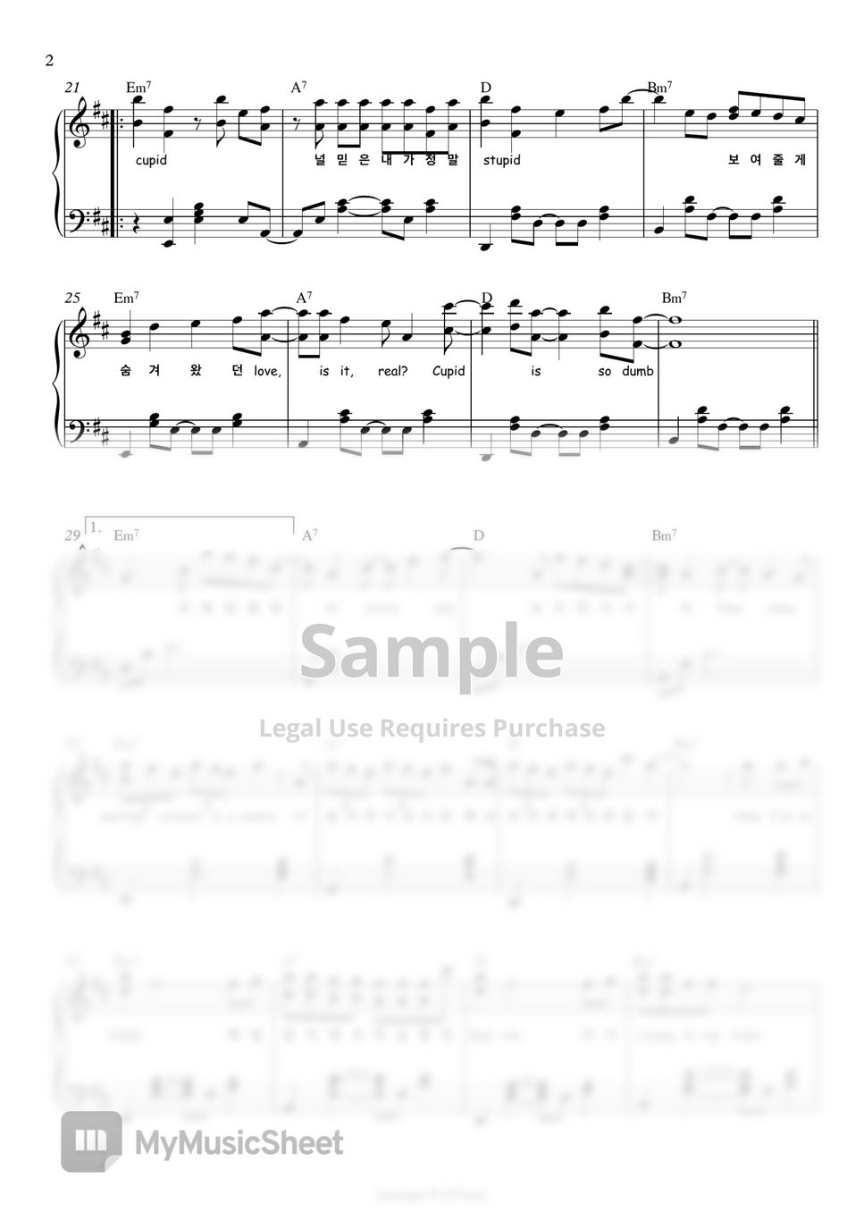 FIFTY FIFTY - Cupid (Korean) Sheets by JH Piano