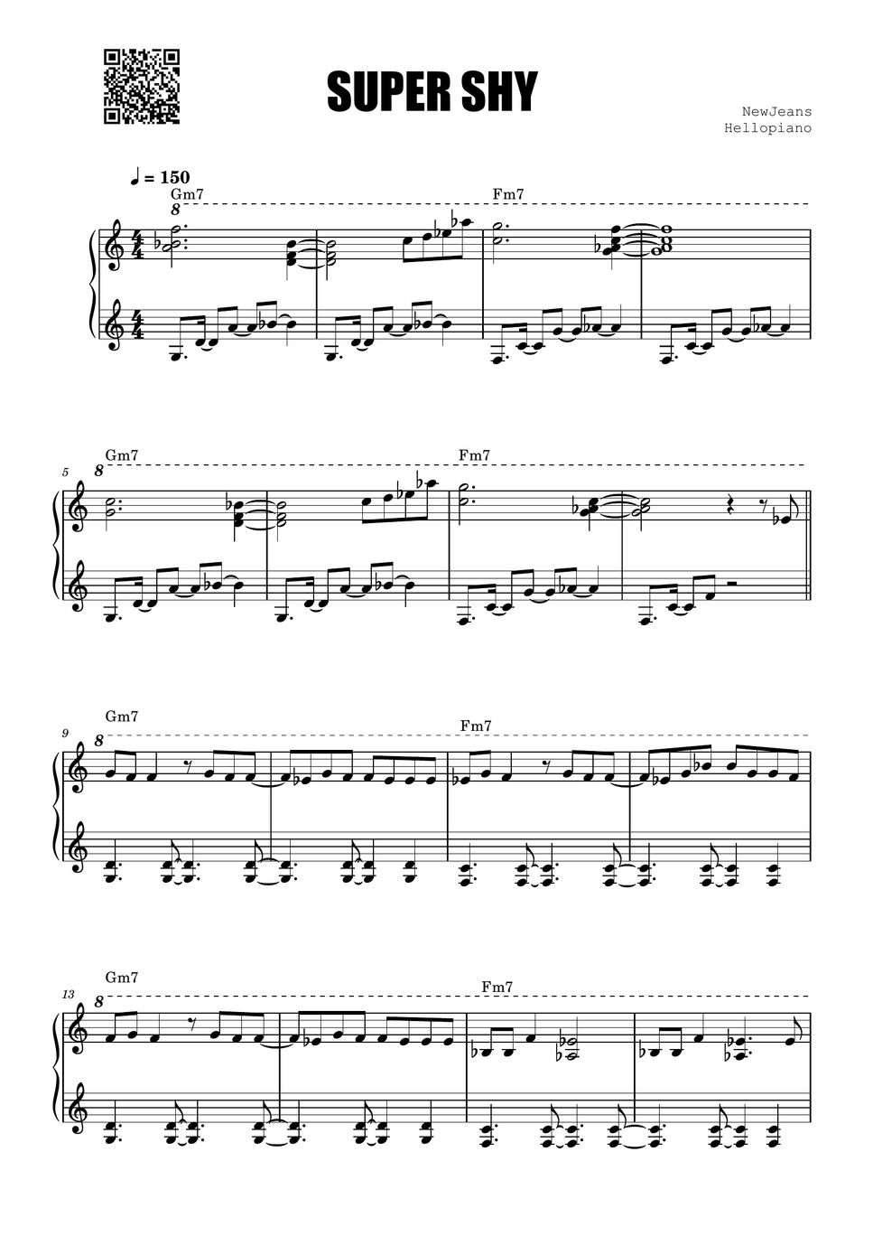 newjeans - super shy 楽譜 by hellopiano