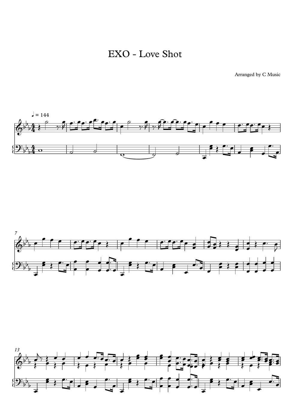 EXO 엑소 - Love Shot 楽譜 by C Music