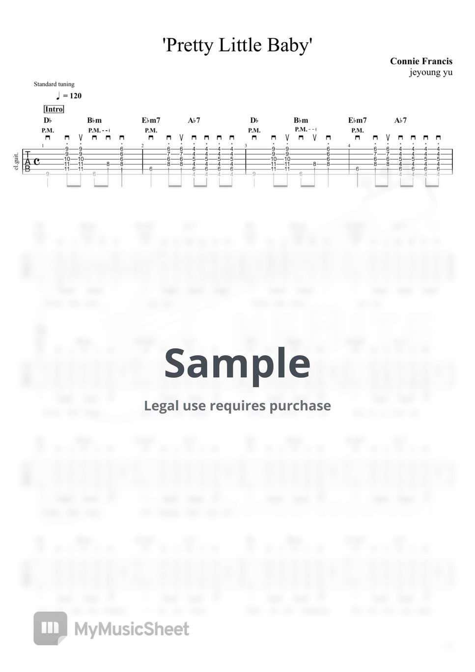 Connie Francis - 『Pretty Little Baby』 (guitar cover) Sheet Music by ...