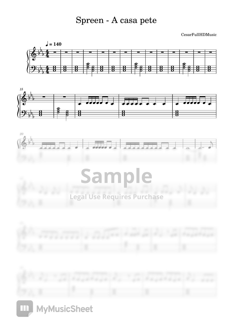 Spreen - a casa pete Sheet Music