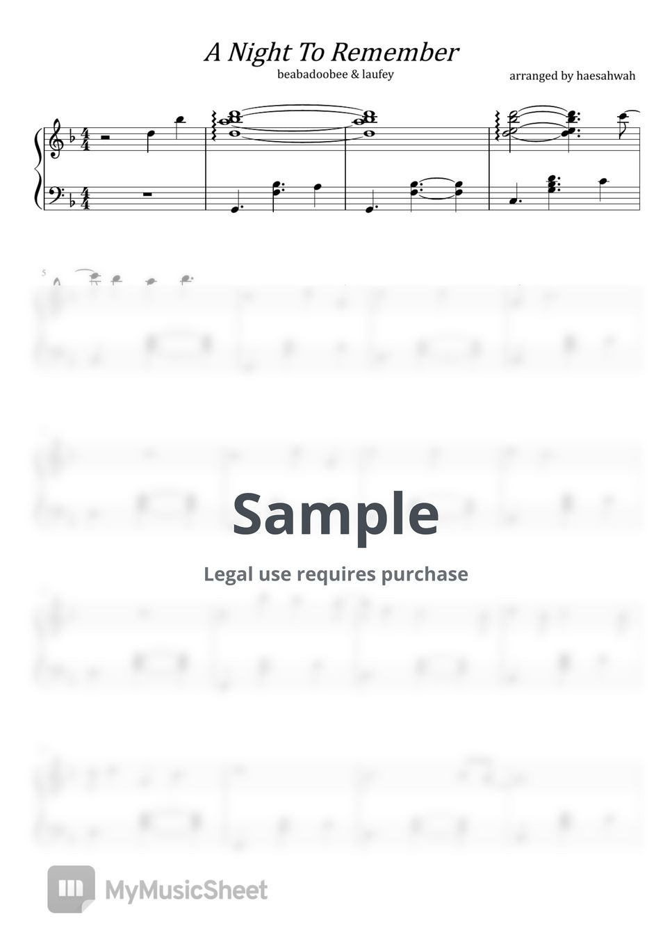 Beabadoobee, Laufey - A Night To Remember Sheet Music by Haesahwah