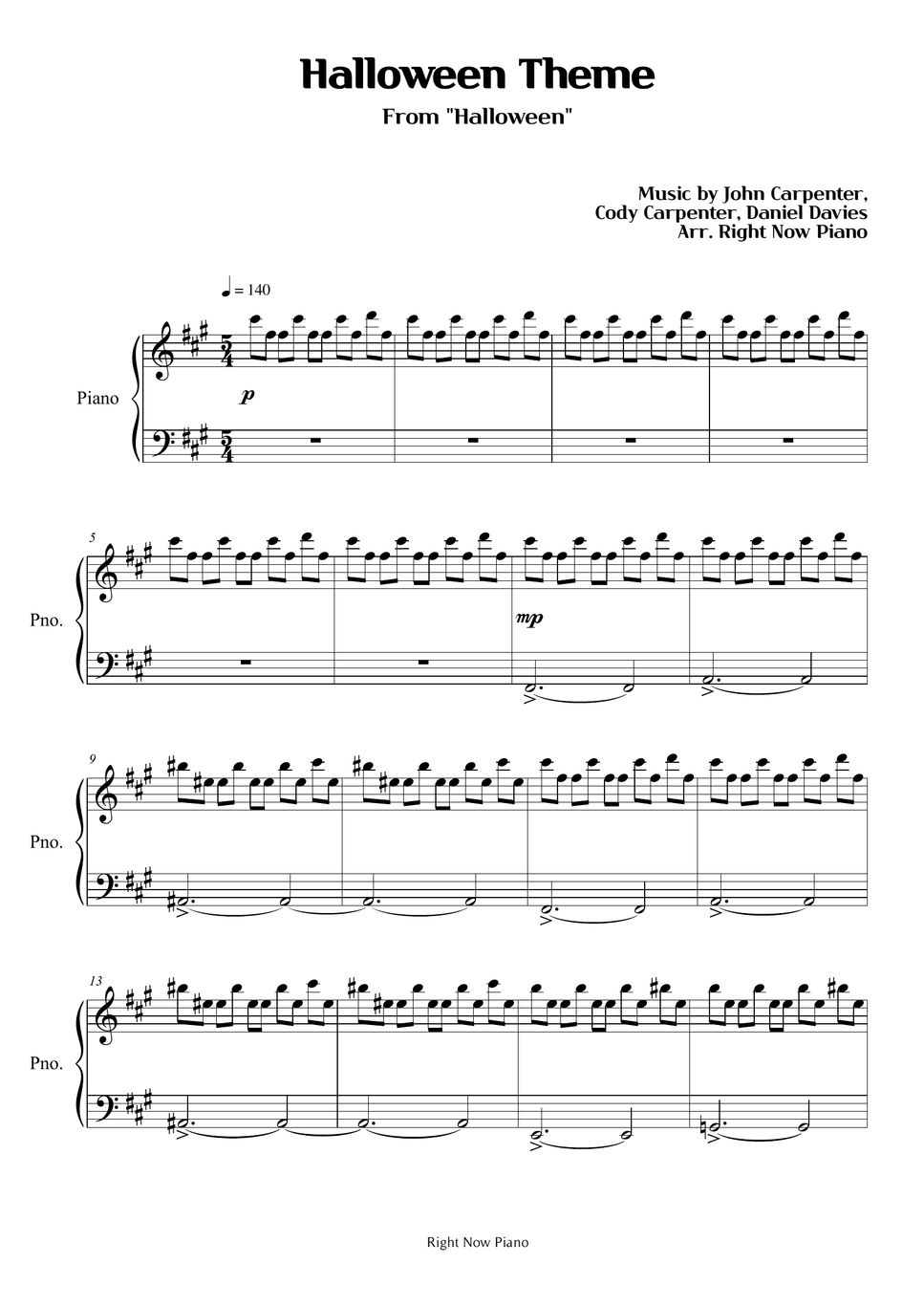 Halloween - Halloween Theme Sheets by Right Now Piano