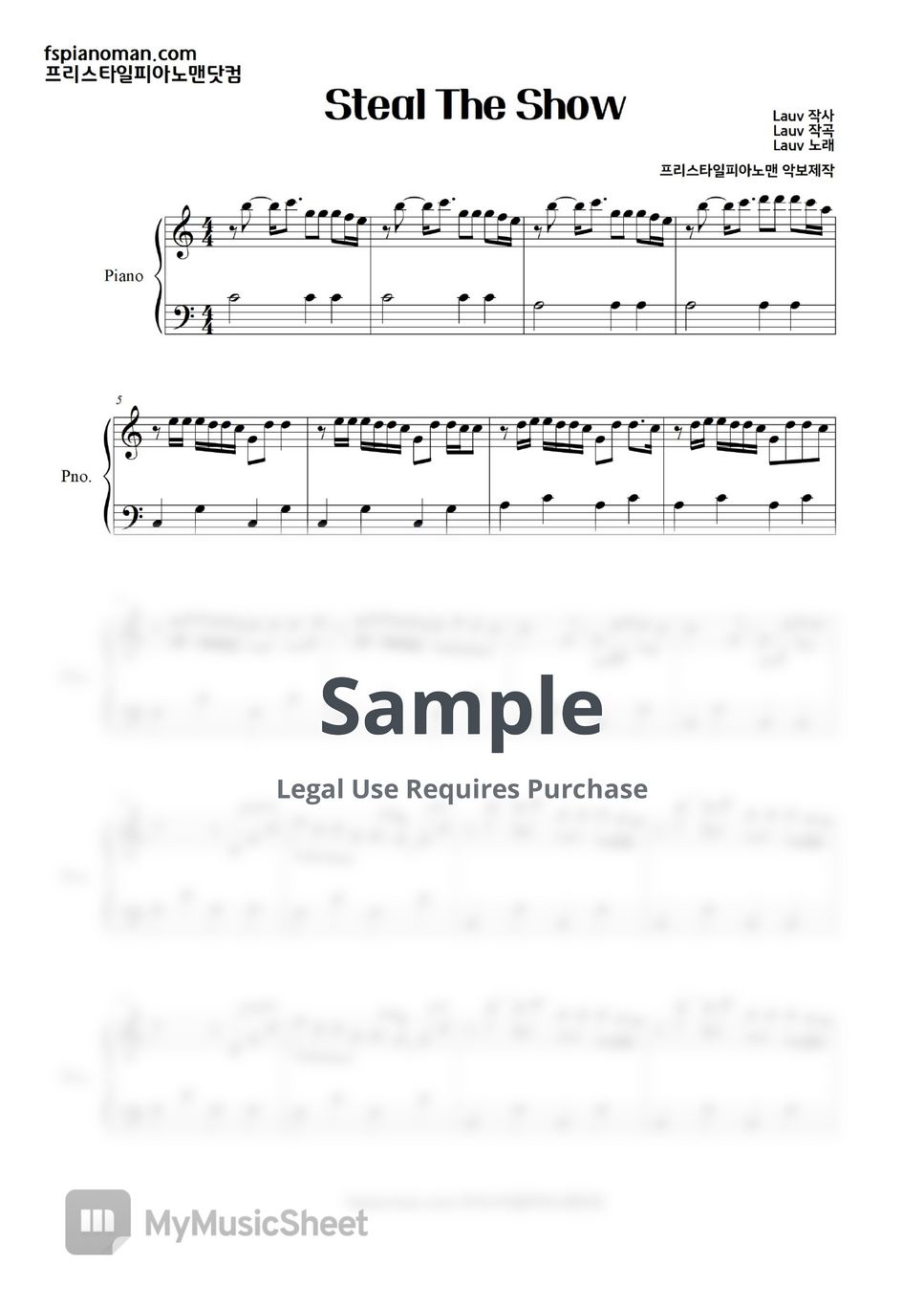 Lauv - Steal The Show(Elemental OST) (C KEY (계이름 악보 포함)) Sheets by ...