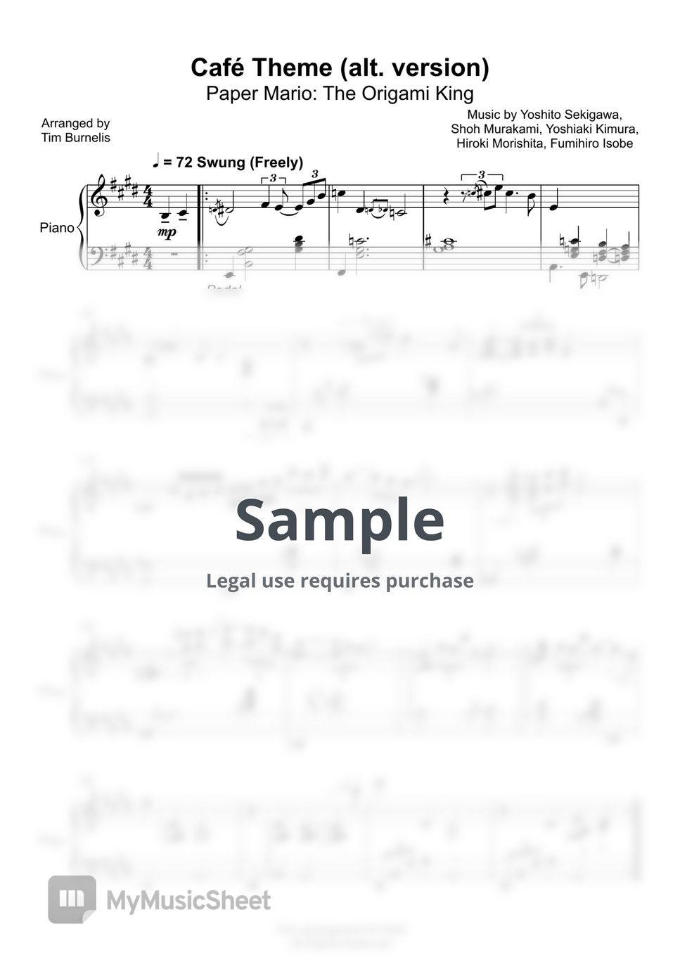 Paper Mario: The Origami King - Café Theme (alt. version) 악보 by Tim ...