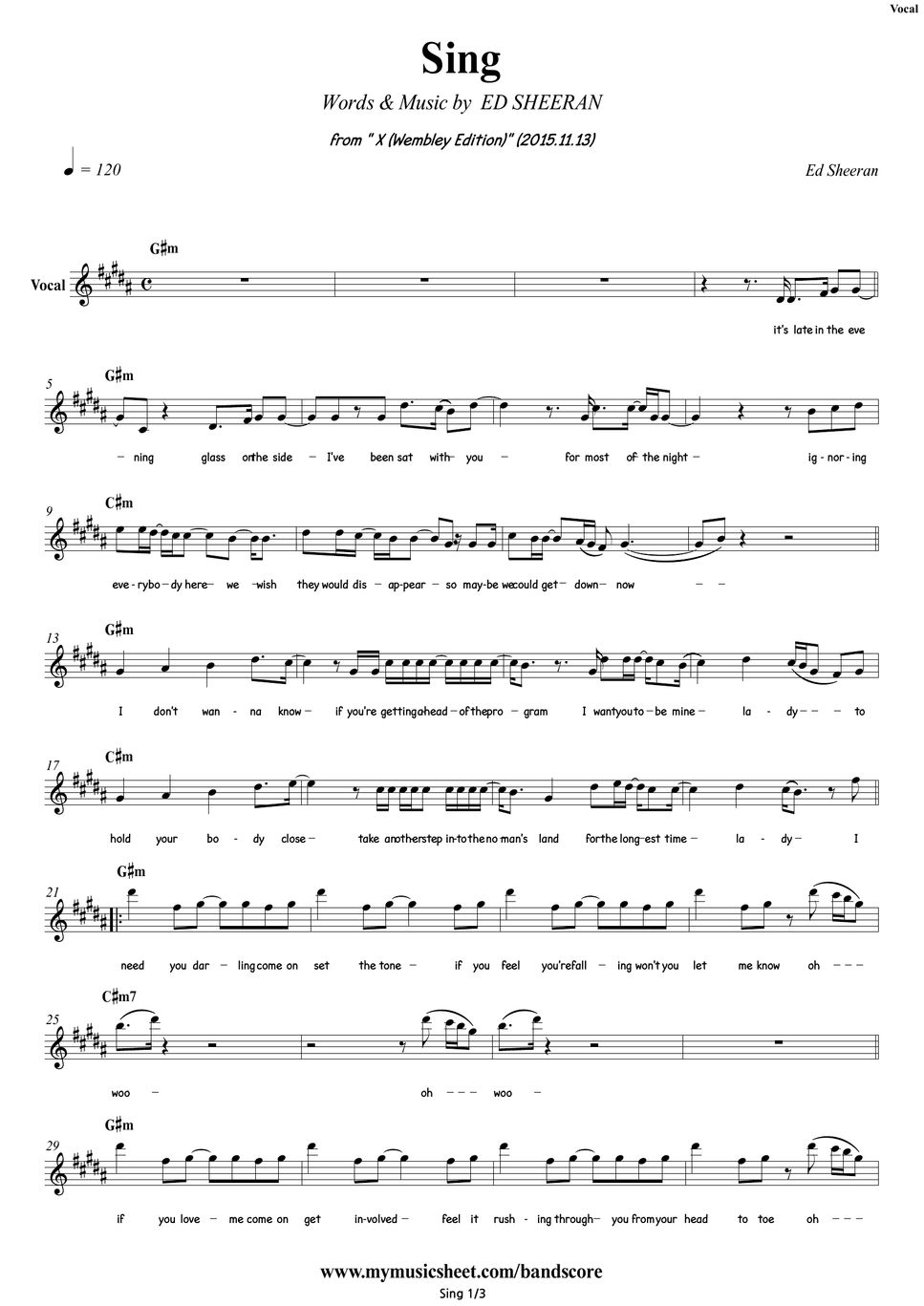 Ed Sheeran - Sing | Band Score Blad