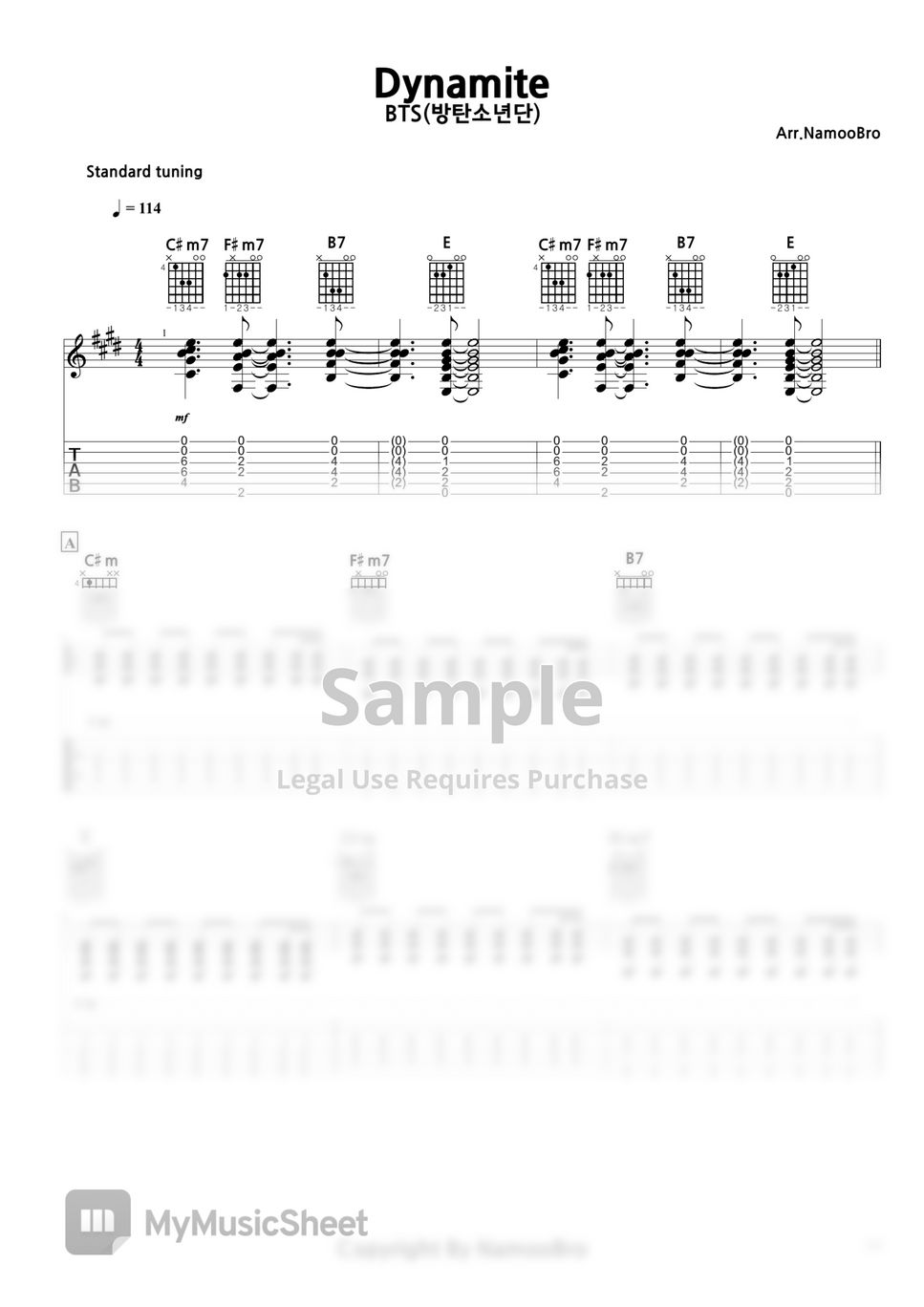 BTS(방탄) - Dynamite Tab + 1staff by NamooBro