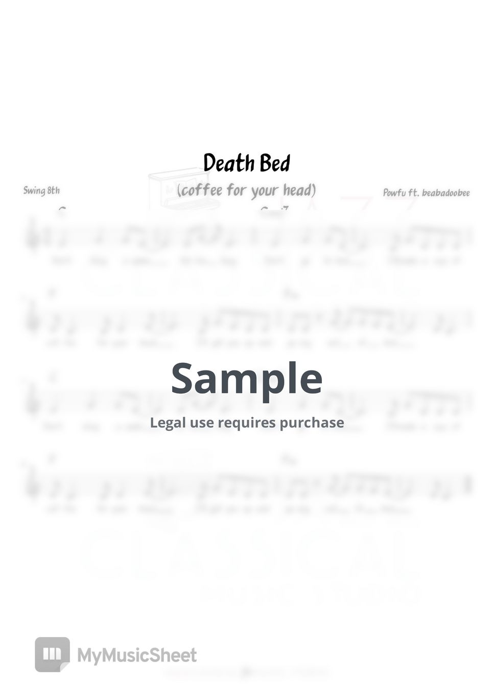 Powfu feat. beabadoobee - Death Bed (coffee for your head) Sheets by ...