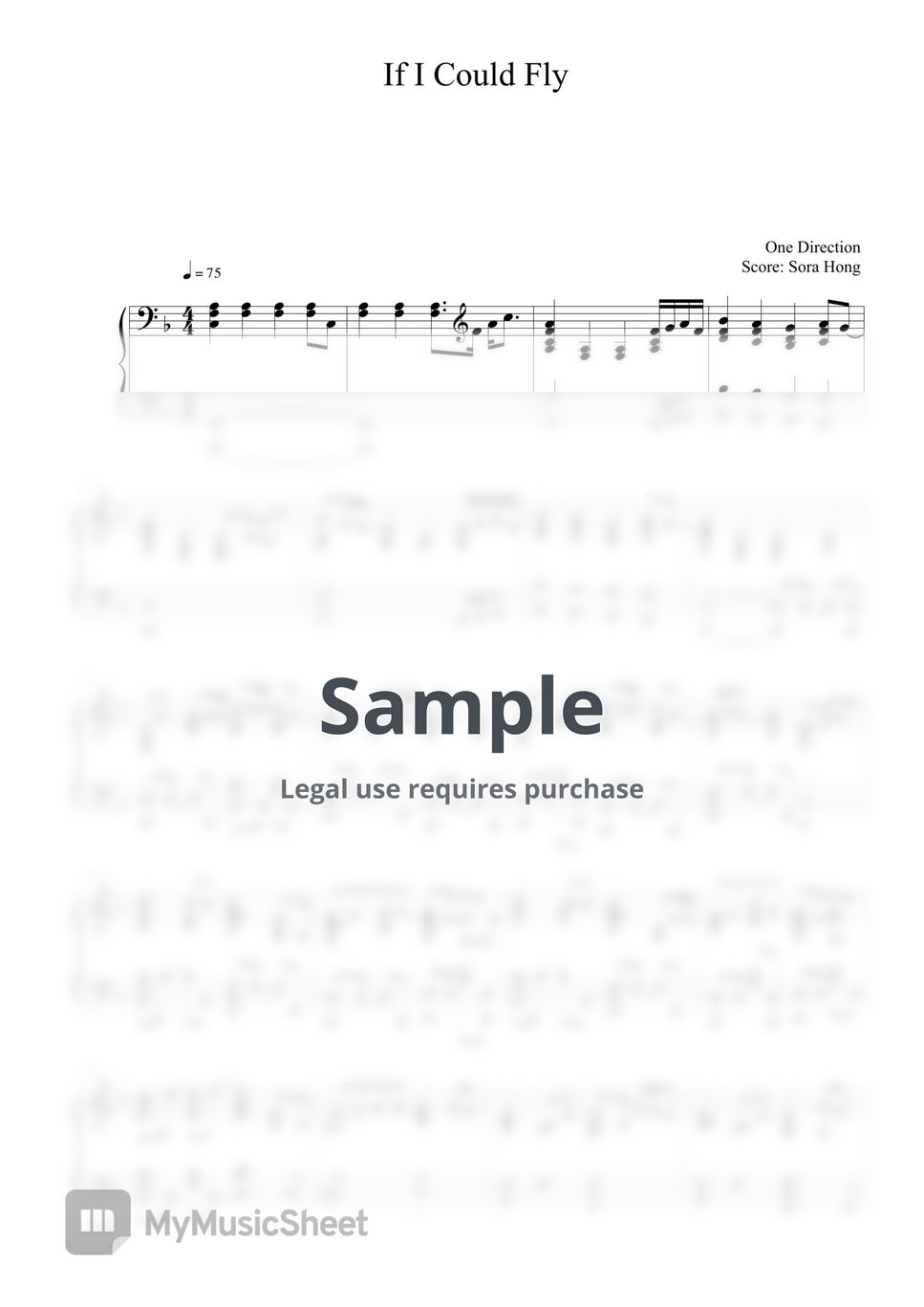 One Direction - If I Could Fly Sheets by sora Hong