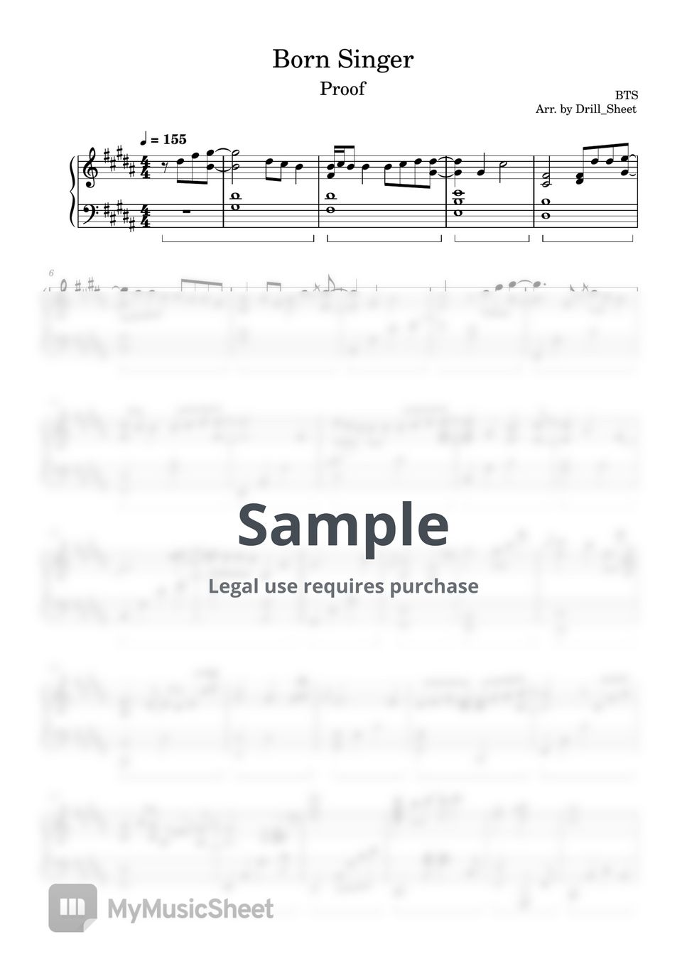 BTS - Born Singer (Piano) Sheets by Drill_Sheet