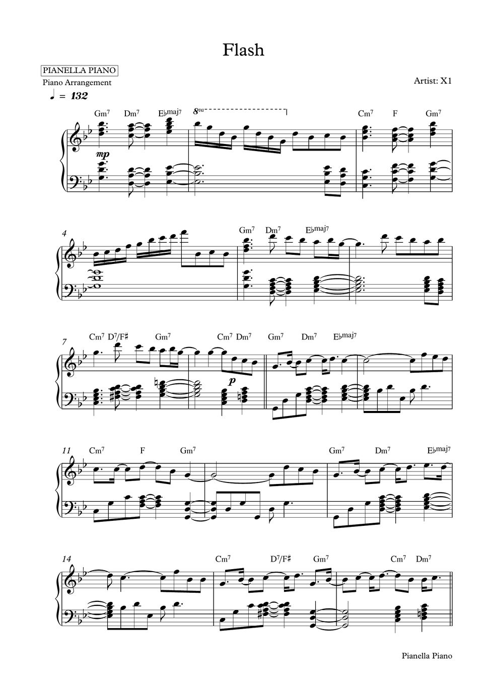 X1 - Flash (Piano Sheet) Sheet by Pianella Piano