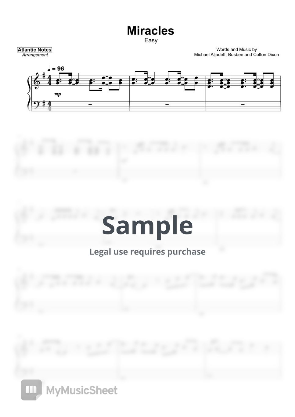 Colton Dixon - Miracles Sheet Music by Atlantic Notes