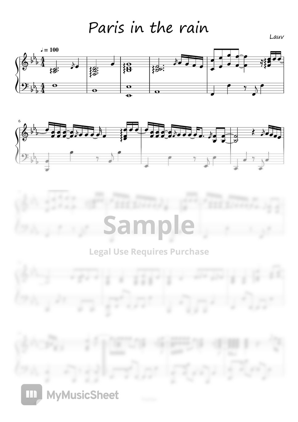 Lauv - Paris in the rain 악보 by Yoo chae