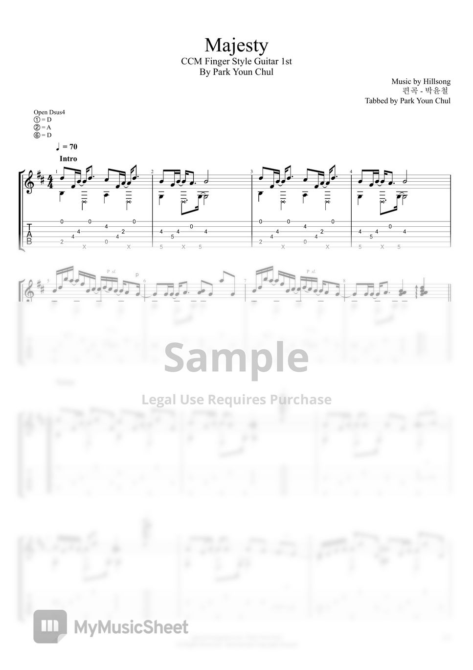 ccm - Majesty Fingerstyle Guitar(주 앞에 핑거스타일기타) Partitur by 박윤철