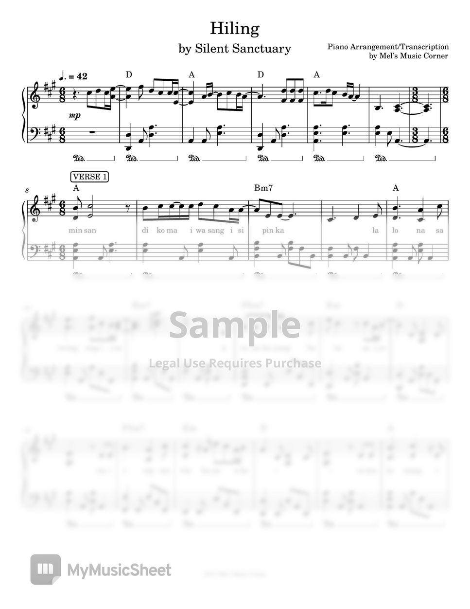Silent Sanctuary - Hiling (piano sheet music) 악보 by Mel's Music Corner